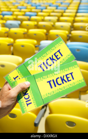 Brazil fan with a world cup in the stand before the FIFA World Cup 2026 ...