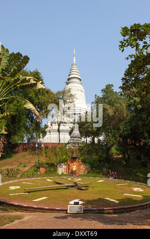 Giant Clock of Wat Phnom, Phnom Penh Hill Temple. Phnom Penh, Cambodia ...