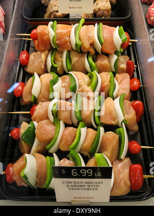 Butcher, chicken department. Several products displayed in a showcase ...