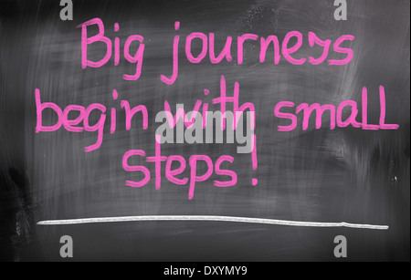 Big journeys begin with small steps. Motivational quote Stock Photo - Alamy