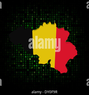 Belgium map on hex code illustration Stock Photo - Alamy
