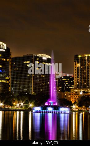 Night shot of downtown Lake Eola in Orlando, Florida Stock Photo - Alamy