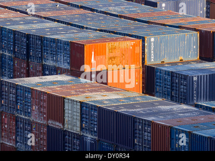 industrial port with containers. Container stacks at sea port container ...