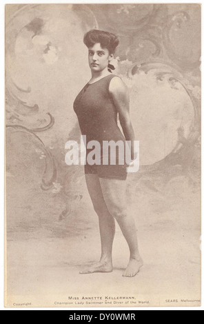 This vintage postcard features Annette Kellermann, a world champion ...