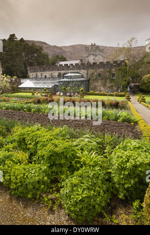 Tourist in the gardens of Glenveagh National Park, County Donegal ...