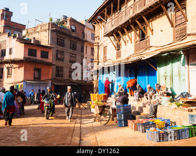 Busy road in Bhaktapur, Kathmandu Valley, Nepal, Asia Stock Photo - Alamy