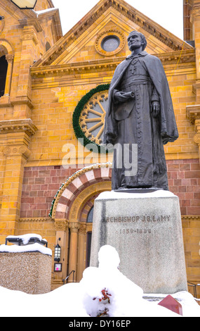 Statue of Archbishop Jean-Baptiste Lamy in front of the Cathedral ...