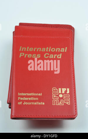 Several press credentials with light background. Those credentials are ...