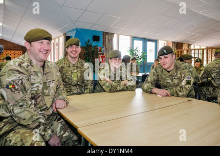 Soldiers sit around tables in a barracks mess Stock Photo - Alamy