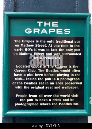 The Grapes public house on Mathew Street, Liverpool, England where The ...