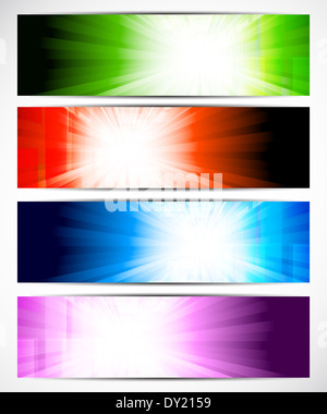 Set of color bright banners with rays Stock Photo - Alamy