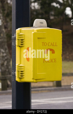 emergency call police yellow box in a New-York city park Stock Photo ...