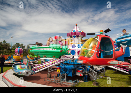 children's Funfair on The promenade and seaside, Rhyl, north wales UK ...
