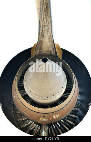 Emirates Airbus A380 jet engine, at Birmingham Airport, UK Stock Photo ...