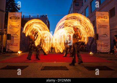 Flame Oz fire dancers entertaining at Victoria International Street ...