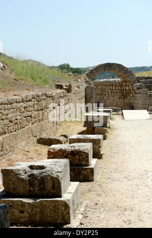 Olympia. Greece. Stone bases of the Zanes standing along the krepis of ...