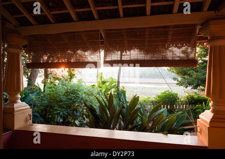 Bamboo blinds on veranda of Goan home Stock Photo - Alamy