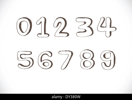 Sketch numbers 0-9 Stock Photo - Alamy