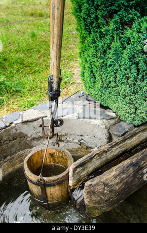 Traditional water well (well sweep or shadoof) in the Hungarian lowland ...