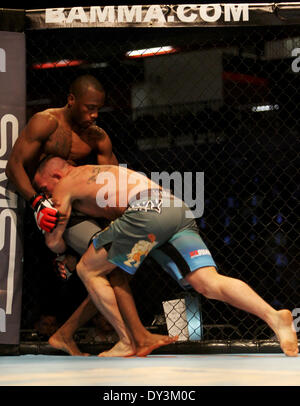 Leon Edwards (right) in action against Peter Sobotta Welterweight fight ...