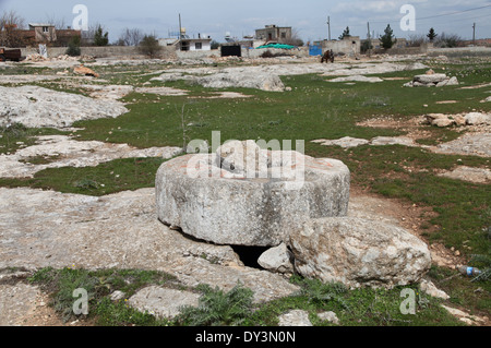 Ancient grindstone over Late Roman cistern in Cibin village, Saylakkaya ...