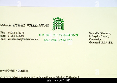 House of Commons Letterhead Stock Photo - Alamy