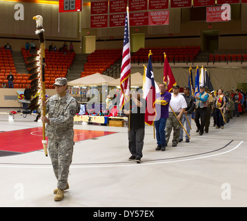 Pow Wow. Grand Entry. Native Americans in full regalia moving in circle ...