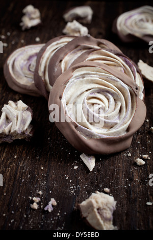 Chocolate meringue cake, close-up detail of sweet food Stock Photo - Alamy