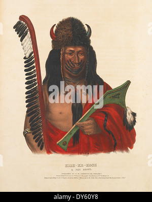 Kish-Ke-Kosh, a Fox brave, wearing a buffalo headdress and blanket ...