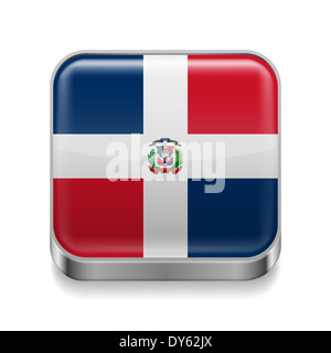 Metal square icon with Dominican flag colors Stock Photo - Alamy
