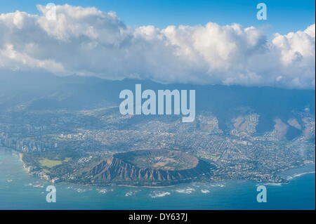 Aerial view of Diamond Head volcanic crater, Oahu, Hawaii, USA Stock ...