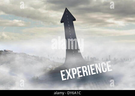 The word experience against road turning into arrow Stock Photo - Alamy