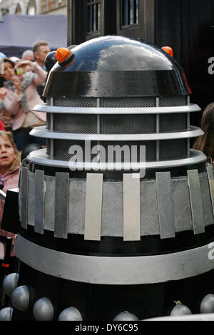 Boscombe, UK. 08th Apr, 2014. Night shot of the new police box which ...