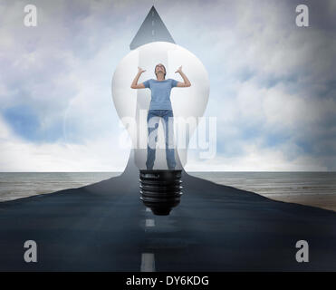 Angry woman in light bulb Stock Photo - Alamy