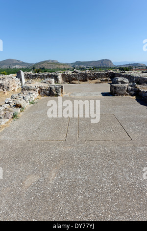Rear view Royal Palace Megaron or Great Hall Tiryns Peloponnese Greece ...