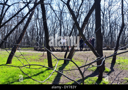 Proto-Slavic pagan rituals in Ukraine. Priests pray to the sun Stock ...