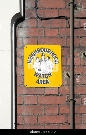 Neighbourhood Watch sign on a brick wall in Emsworth Hampshire Stock ...