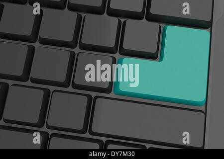 Black keyboard with blue key Stock Photo - Alamy