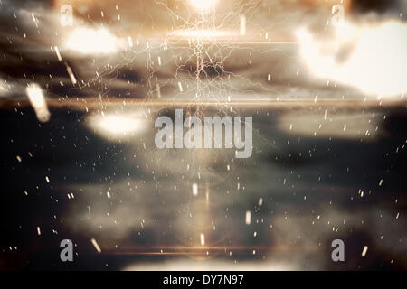Cloudy sky with snow falling Stock Photo - Alamy