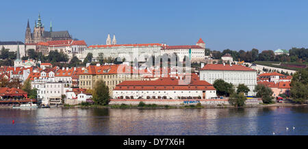 Panorama of the Lesser Quarter (Mala Strana) red tile roofs and the ...