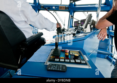 Tug boat captain cockpit tugboat operator driver pilot cab Stock Photo ...