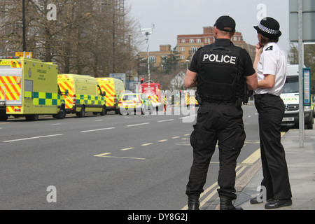 Police officers and police cars on a emergency in London Stock Photo ...
