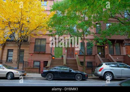 Harlem Row Houses in Autumn, New York City, New York, USA Stock Photo ...