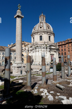 Trajan's columns and Basilica Ulpia in ancient Rome, Italy Stock Photo ...