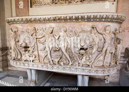 Dionysian procession. Roman marble sarcophagus dated from 200 AD from ...
