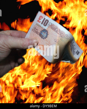 An illustration of the concept of having money to burn - UK sterling ...