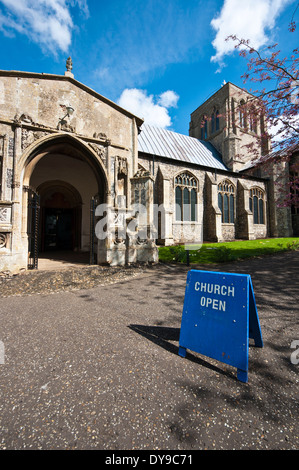 Church of St Nicholas, Dereham, Norfolk, England, seen here in the 19th century. The churchyard ...
