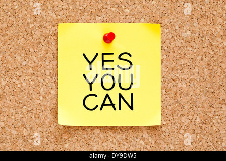 Yes You Can handwritten on yellow sticky note Stock Photo - Alamy