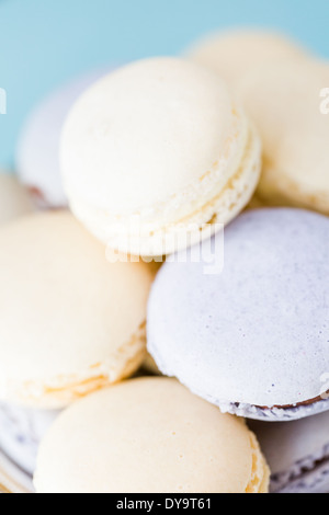 Gourmet Spring macaroons on silver platter Stock Photo - Alamy