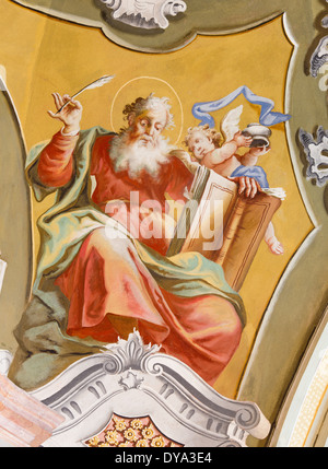 Saint Matthew the Evangelist, fresco in the Church of Saint Paraskeva ...